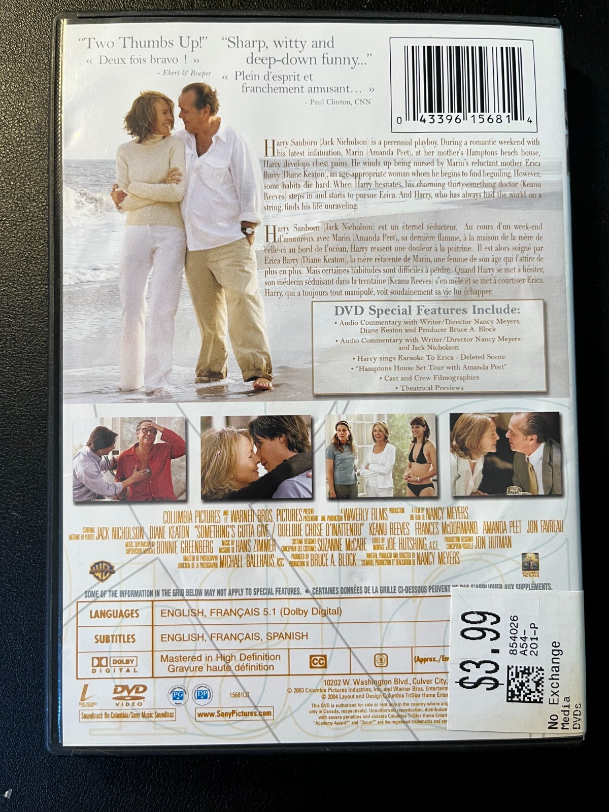 Somethings Gotta Give (DVD, 2004) Jack Nicholson Diane Keaton | eBay