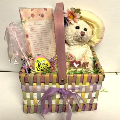 Easter Basket w/Showstoppers Bear+ Egg Plant+ Key Chain+ Notepad +Pen+ ...