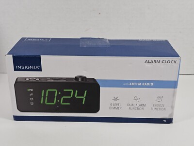 Insignia Digital AM/FM Radio Dual Alarm Clock 4-Level Dimmer - Black NS ...