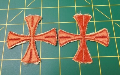 2 Maltese Square Cross for Vestment Embroidered Sew-on Ecru 3" Emblem ...