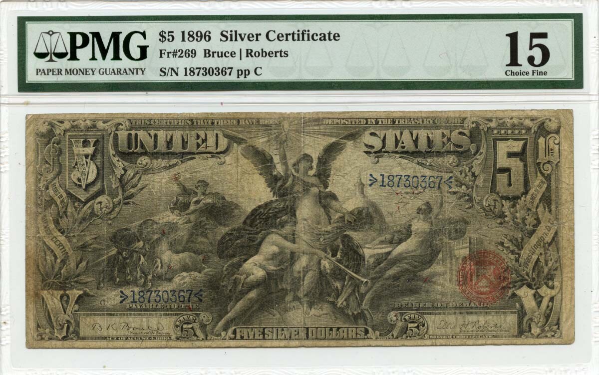 1896 $5 Silver Certificate Small Red Seal Fr# 269 PMG F15 | eBay