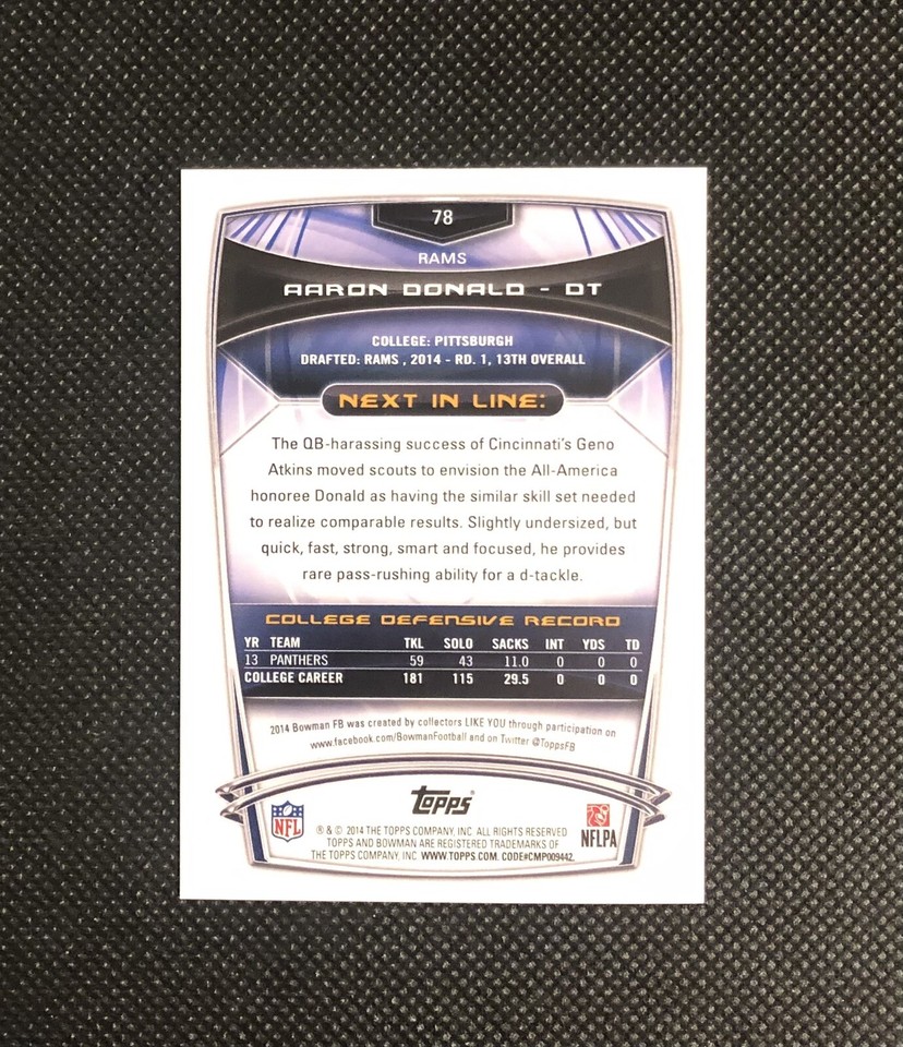 2014 Bowman Aaron Donald RC St. Louis Rams #78 Rookie Card | eBay