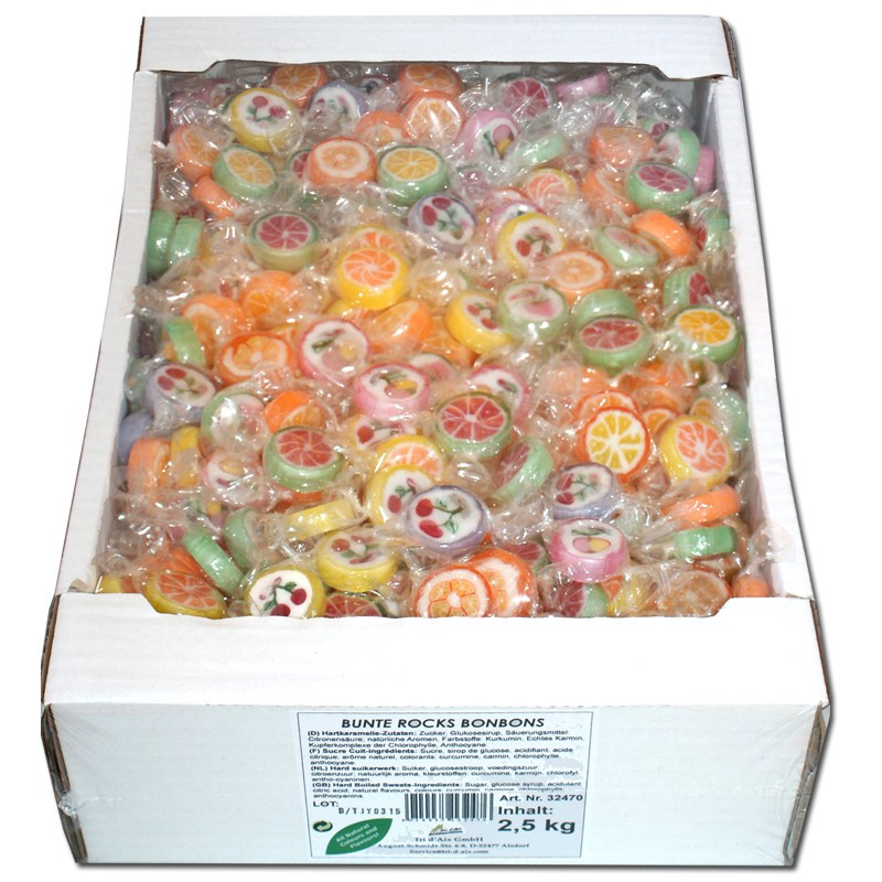 (13,82€/1kg) Bunte Rocks Frucht-Bonbon, Hartkaramellen 2,5Kg | eBay.de