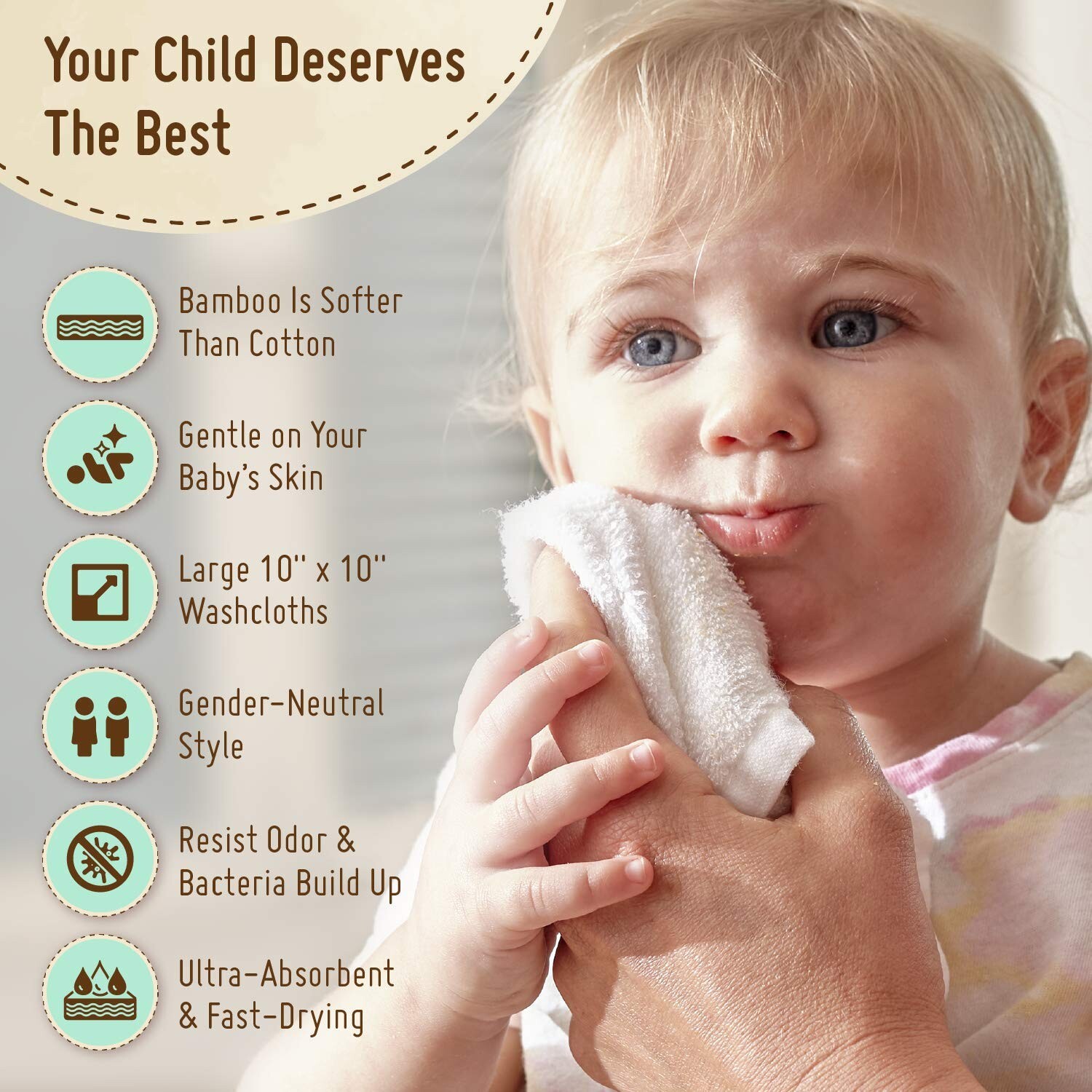 Bamboo Washcloths, 10X10" yelllow - Super Soft Baby & Face Cloths - 6 ...