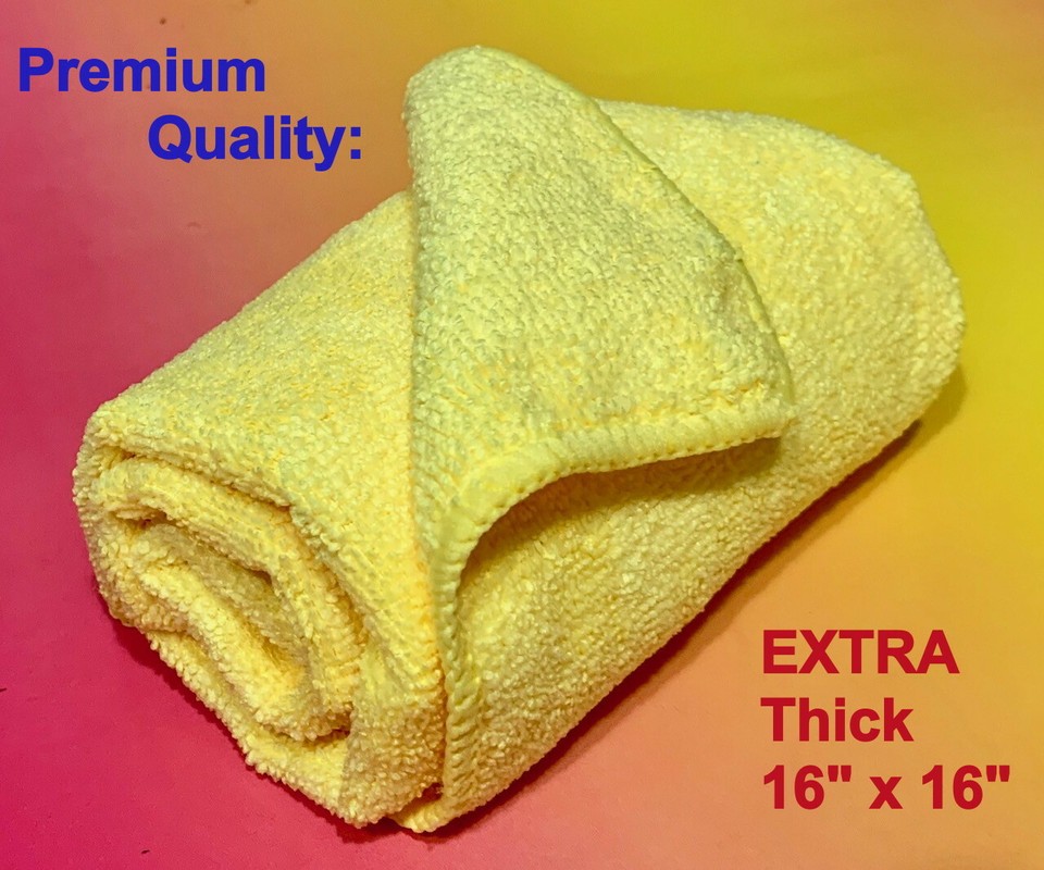 9 Red Yellow Blue MICROFIBER CLEANING WASH CLOTH TOWEL 16x16 CAR GLASS ...
