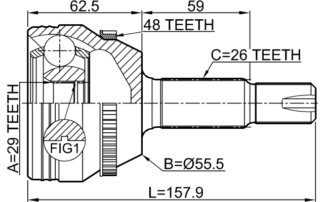 Outer Cv Joint 29X55X26 Fits Toyota Corolla MAtrix 0110-ZZE132A48 OEM ...