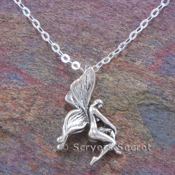 925 sterling silver FAIRY Pixie Charm Pendant Chain Necklace Small size ...