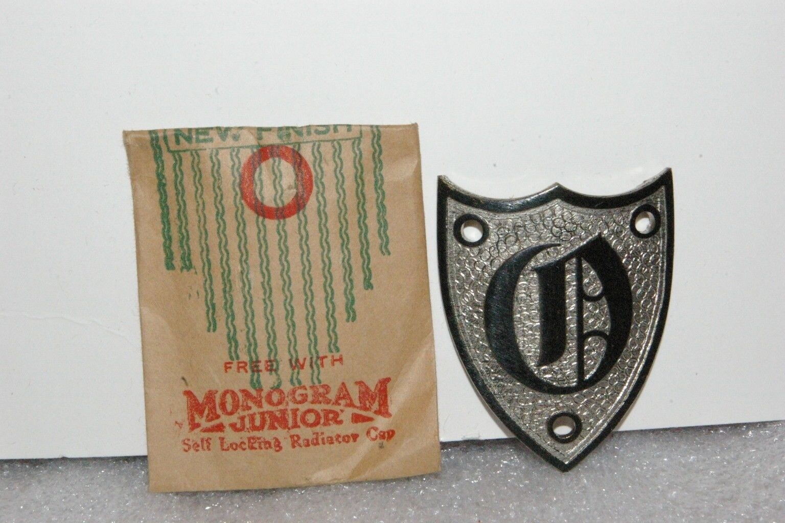 NOS 1920's-1930's Monogram Junior Metal Motometer Cap Shield Letter O ...