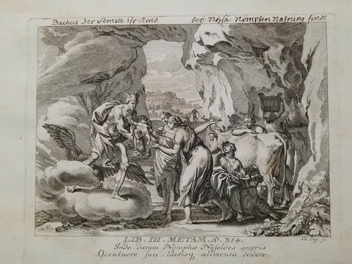 Mythology Aquatint Antique Print 1698 Ovid Bacchus Dyonisos Dionysus ...