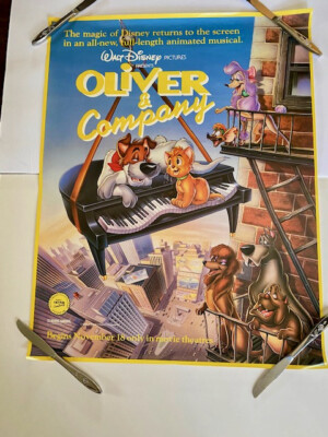 Vintage 1988 Oliver & Company Disney Original Rolled Movie Poster With ...