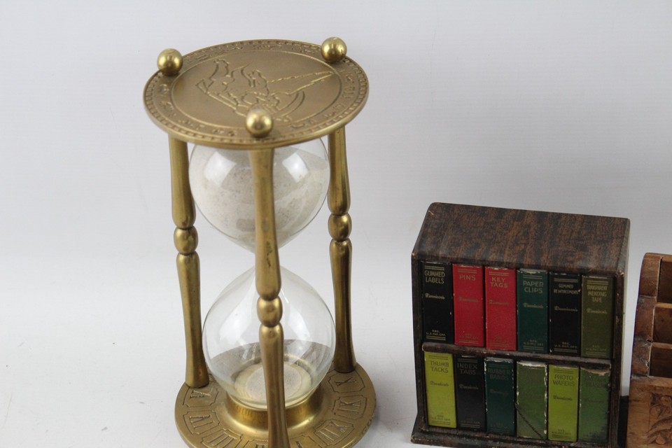 Vintage Desk Items Inc Large Salt Timer Calendar Paper Weight Gavel Job ...