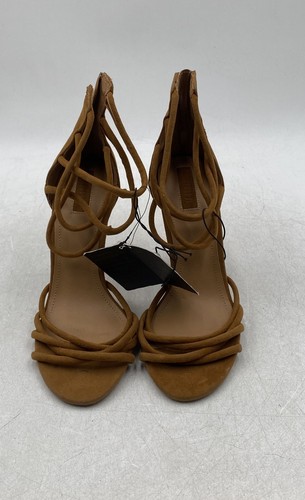 Forever 21 Womens Brown Open Toe Back Zip Stiletto Strappy Heels Size 7 ...