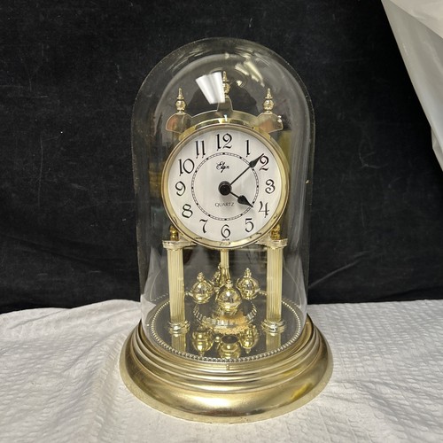 Vintage ELGIN Glass Dome Quartz Anniversary Clock with Rotating ...
