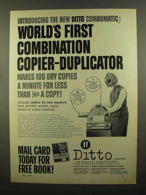 1965 Ditto Combomatic Copier Ad - First Combination | eBay