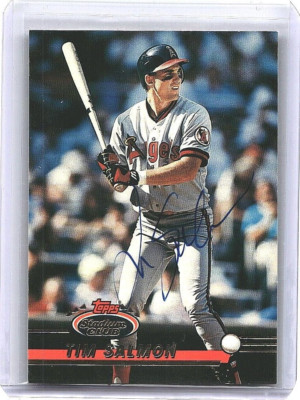 TIM SALMON Signed In Person Auto 1993 Stadium Club RC #249 Angels FAST ...
