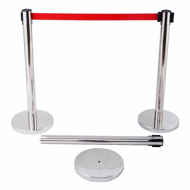 Costway 6pcs Stanchion Posts Queue Pole Retractable Red Belt Crowd ...