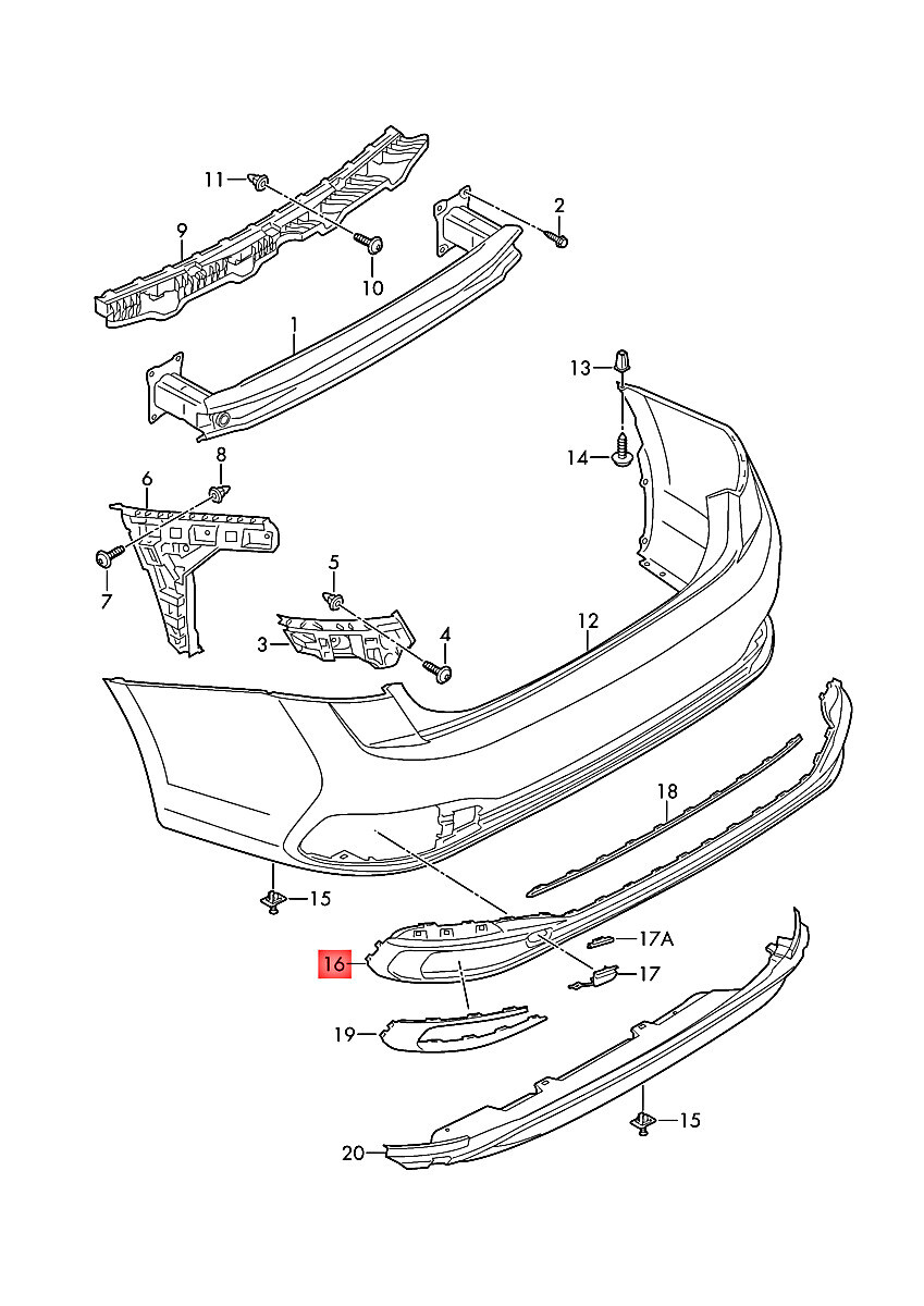 Genuine VW Jetta Vento BU3 BU4 Spoiler Rear 17A807245A9B9 | eBay