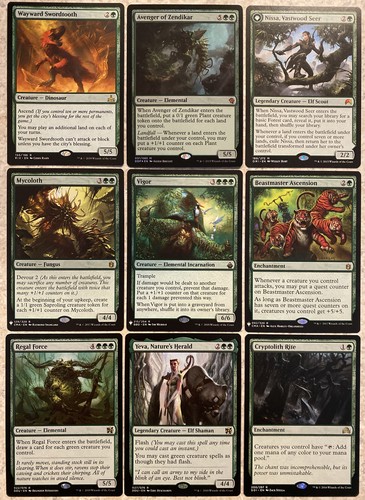 MTG Magic Green Commander Lot Cryptolith Rite, Vigor, Wayward ...