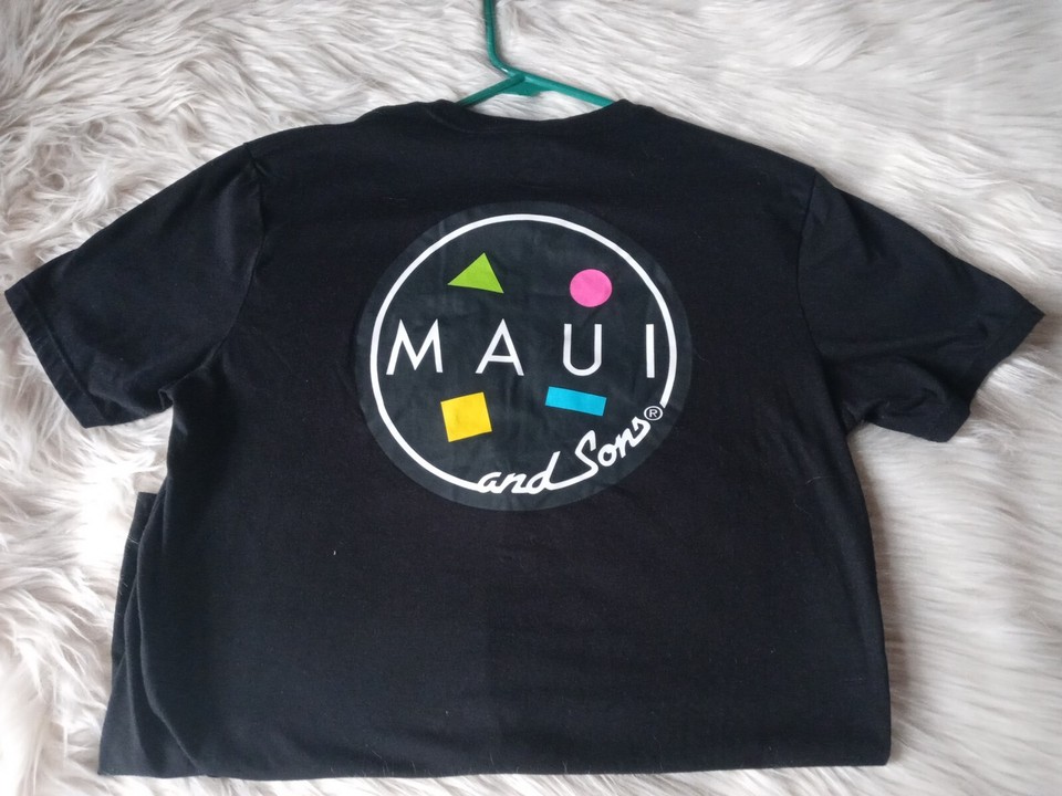 Maui and Sons Neon Cookie T Shirt Mens Black Hawaii Surf Size Medium | eBay