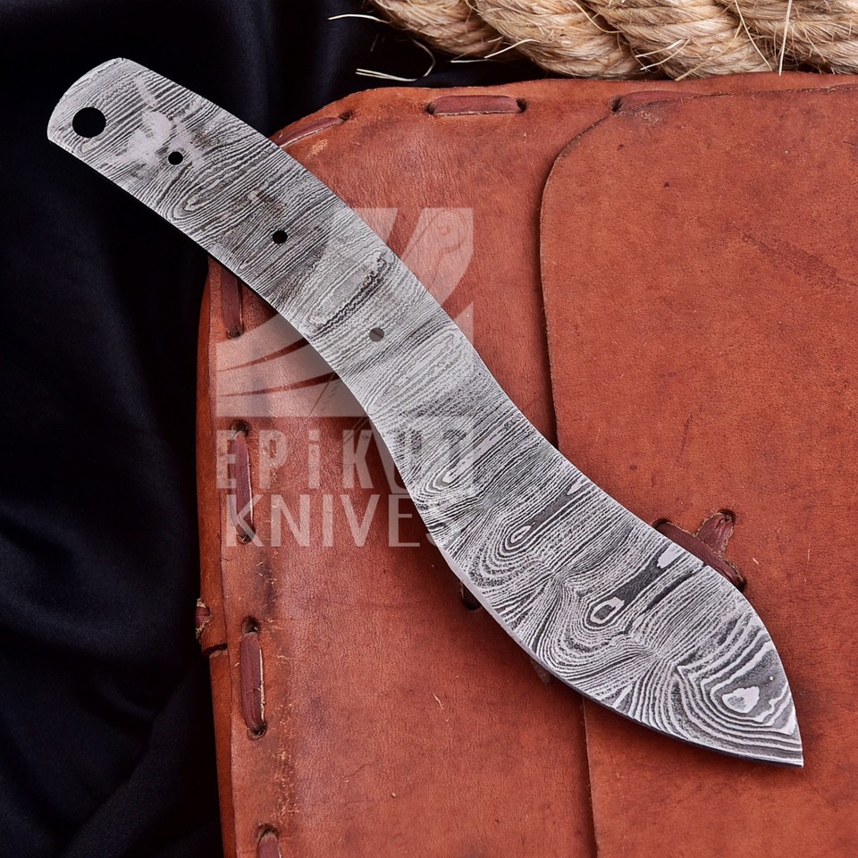 8’' Handmade Damascus Steel Blank Blade–Custom Knife Making Sharp Edge ...