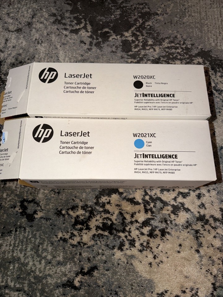 Set of 2 New HP 414X W2020XC Black, W2021XC Cyan, Toner cartridge NEW ...