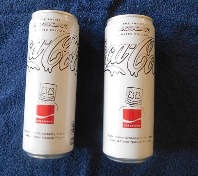 TWO Marshmello's Coca Cola Watermelon Strawberry 12Oz Cans LIMITED ...