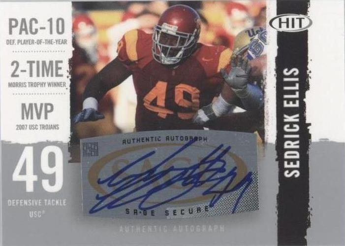 2008 SAGE Hit - Autographs Sedrick Ellis #A94 Silver (AU, RC) for sale ...