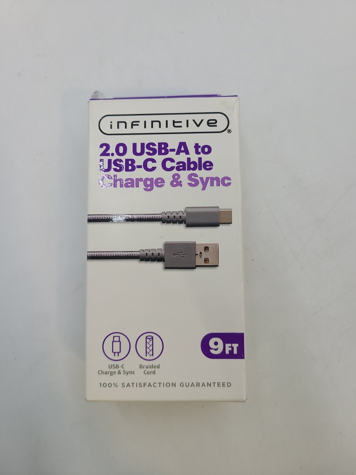 Infinitive Durable Braided 9 Ft. 2.0 USB-A to USB-C Charge & Sync Grey ...