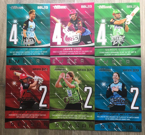 CRICKET TRADING CARDS LOT x6 CA TRADERS 2024 SEASON TO REMEMBER BBL ...