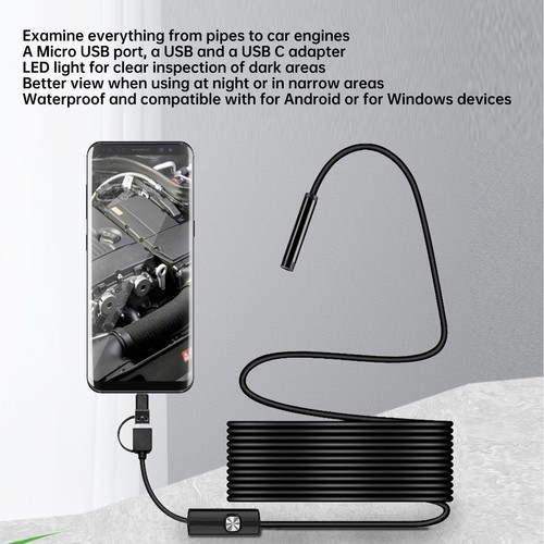 Endoscope Camera Mobile Phones PC USB Type C 3 In 1 For With LED Light ...