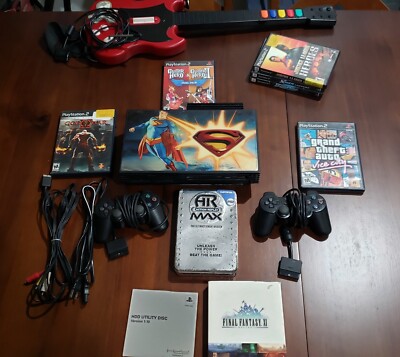 PS2 Fat BUNDLE w/Guitar Hero Controller, 2 Dualshock 2's, games and ...