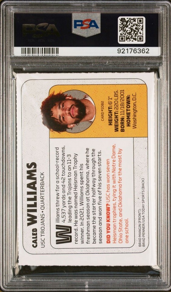 CALEB WILLIAMS 2023 Sports Illustrated For Kids Rookie Card PSA 10 ...
