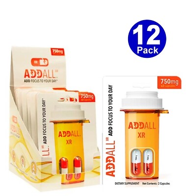 AddAll XR 750mg Energy Focus Concentration 12 Packs 24 Capsules FREE ...