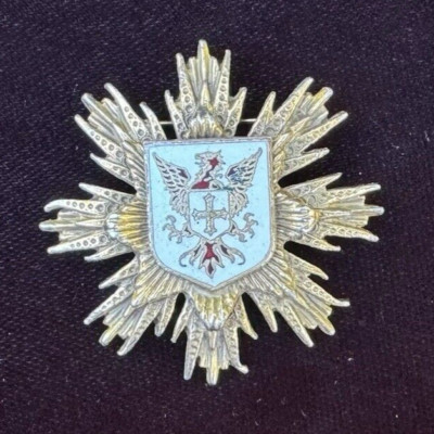 Vtg EAGLE/GRIFFIN & CROSS Heraldic Shield Crest Brooch Pin Gold-tone ...