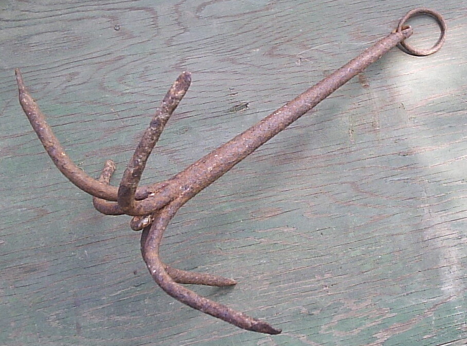 Antique Cast Iron Body Recovery Snagging Drag Dragging Hook Weird ...