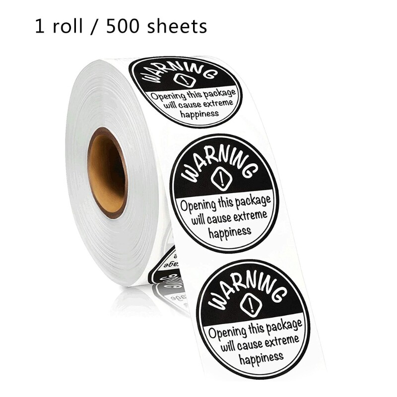 500 Pcs/1 Roll Round Warning Label Stickers Present Wrapping Seal ...