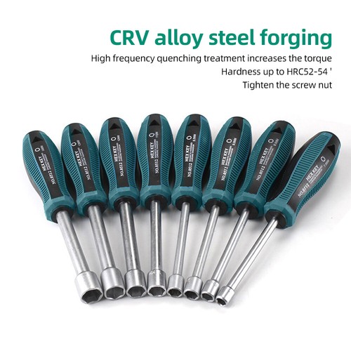 9PCS 6~14mm Socket Driver Hex Nut Key Wrench Screwdriver Nutdriver Hand ...