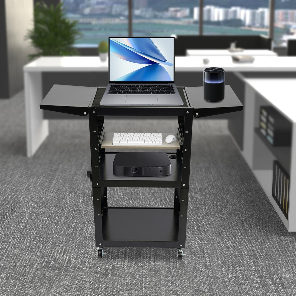 Rolling Laptop Desk Adjustable Height Computer Table Stand up Office ...