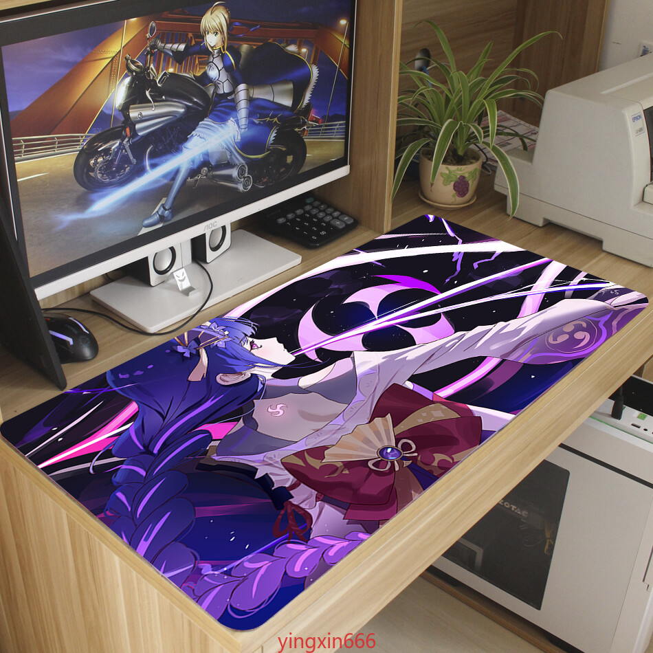 Genshin Impact Raiden Shogun Anime Desk Play Mat Mousemat Mouse Pad 70 ...