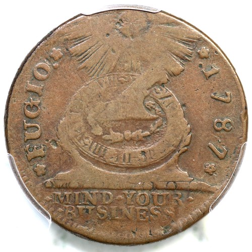 1787 M 19-Z R-4 PCGS F 12 Raised Rims Fugio Cent Colonial Copper Coin ...