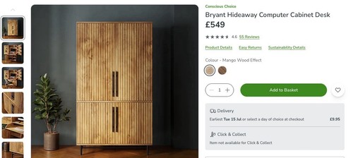 Bryant Hideaway Computer Cabinet Desk From Wayfair | eBay UK