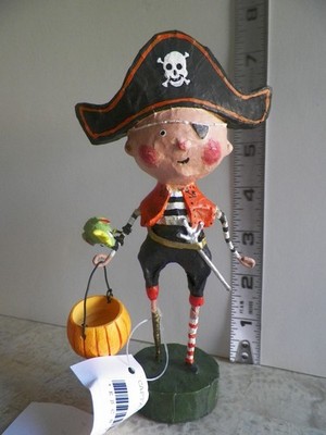 Lori Mitchell Folk Art Halloween Captain Kidd Pirate Costume Parrot w ...