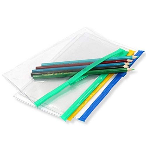 Simple PVC Transparent Multi Color Pencil Pouches For Students Pack Of ...