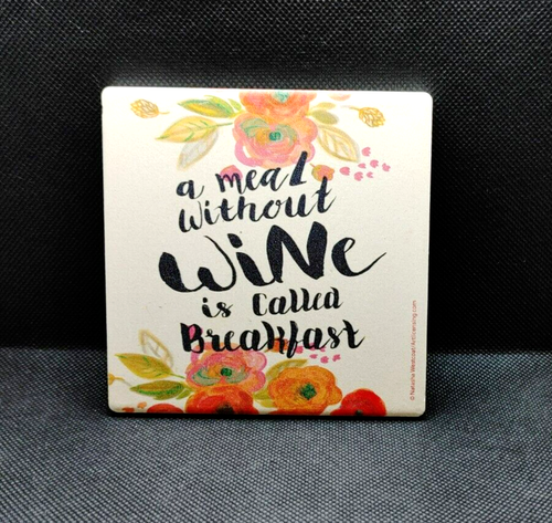THIRSTYSTONE 4" Coaster Meal Without Wine Called Breakfast Red Poppy ...
