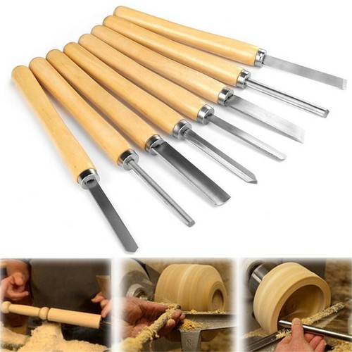 8x Wood Lathe Chisel Set Turning Tools Parting/ Bowl Gouge/ Roughing ...