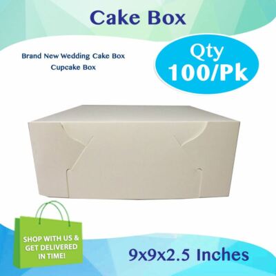 CAKE DECORATION CAKE BOXES 9x9x2.5" 100Pk Cupcake Cake Boards Wedding ...