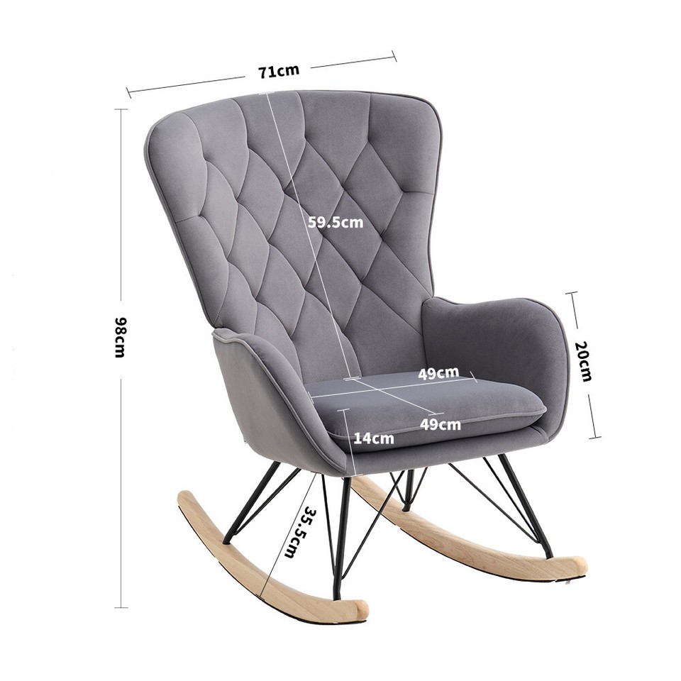 Sherpa Rocking Chair Solid Wood Leg Rocker Armchair Recliner Living ...