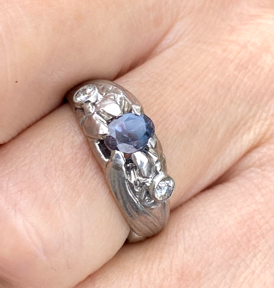 Alexandrite Diamond Antique Ring $17500 Color Change Platinum Certified ...
