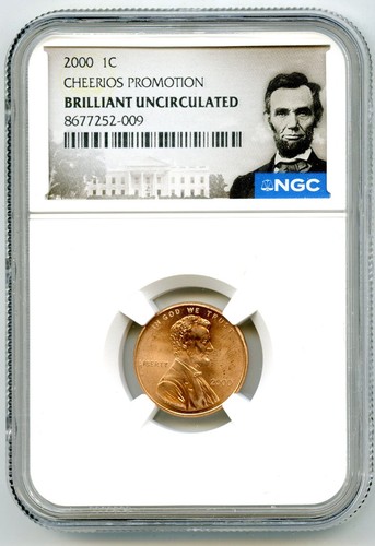 2000 US MINT CENT CHEERIOS PROMOTION NGC BRILLIANT UNC LINCOLN PENNY W ...