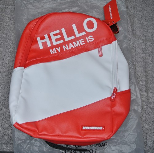 Sprayground Backpack HELLO MY NAME IS . Red and White | eBay